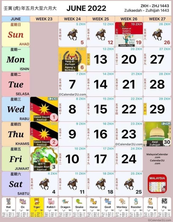 Kalendar 2022, Senarai Cuti Umum & Cuti Sekolah