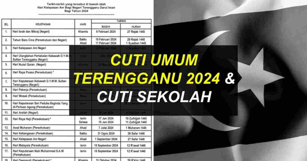 Cuti Umum Terengganu 2024 & Hari Kelepasan Am
